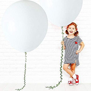 10 Pieces 36 Inch White Balloons Giant Balloon with 65ft Artificial Vines for Wedding Birthday and Event Decorations (White)