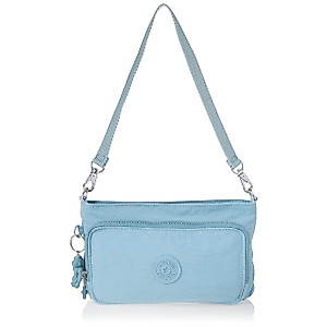 Kipling womens Women's Myrte Crossbody Handbag, Convertible Metallic Purse, Nylon Clutch Waist Handbag, Blue Mist, 9.5 L X 5.75 H X 1.75 D US