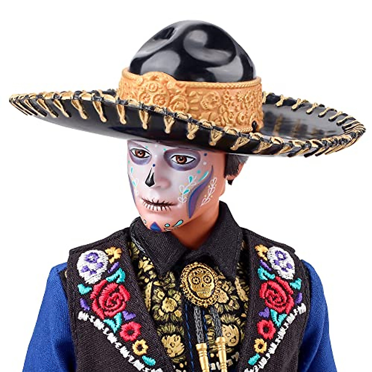 Barbie 2022 Día De Muertos Ken Doll Wearing Shirt, Vest & Sombrero, with Calavera Face Paint, Gift for Collectors