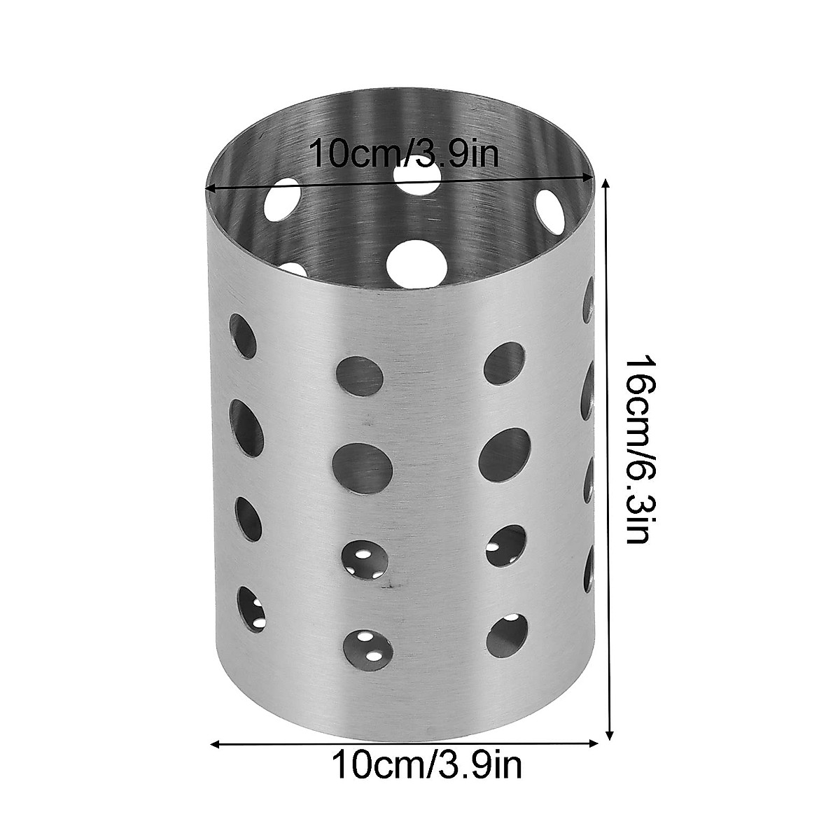 Tomotato Stainless Steel Utensil Holder, 6.3" Kitchen Utensil Holder Caddy Silverware Drying Rack Utensil Drainer Countertop Utensil Storage Organizer Cutlery Holder, 3.9" Diameter