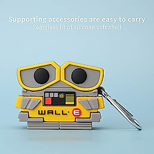Ahnspiceo Airpod Pro Case,3D Cute Cartoon Wall .E Silicone Cover for Airpods Pro, Accessories Carabiner Protective Case, for Girls Boys Kids Teens (Wall .E Pro)