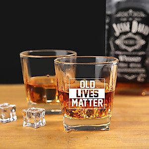 Old Lives Matter Whiskey Glass 8oz | Funny Birthday Gifts Retirement Gifts for Men | Fathers Day Christmas Gifts Gag Gifts for Men | Men Gifts for Birthday Christmas | Dad Gifts Grandpa Gifts