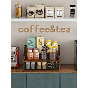 Tiaoheka Coffee Station Organizer for Countertop, Wood Coffee Bar Organizer with Drawer, Kcup Coffee Pod Holder Storage Box, K Cup Holder Organizer for Coffee Bar Accessories