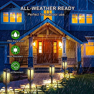 WdtPro Solar Pathway Lights, 8 Pack Solar Lights Outdoor Decorative Super Bright Warm White & Bigger Solar Panel, Auto On/Off Garden Lights Waterproof Solar Landscape Lighting for Yard Patio Walkway