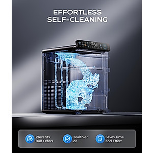 ecozy Smart Nugget Ice Maker Countertop, First Full-Color Smart Panel Ice Machine with APP Control, Double-Layer Insulation, 44 lbs/24H Soft Pellet Chewable Ice, Pull-Out Water Tank, Self-Cleaning