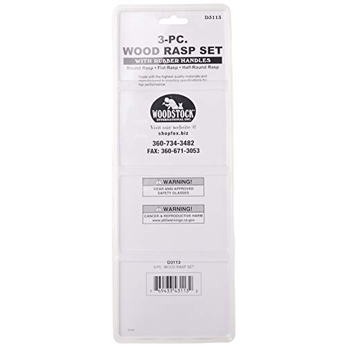 WOODSTOCK D3113 3-Piece Wood Rasp Set with Rubber Handles