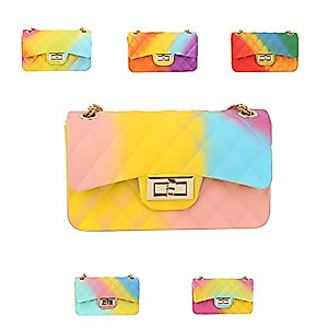 Jelly Purse for Women Rainbow Quilted Crossbody Evening Shoulder bag by Soulfina (Multi I)