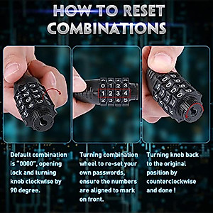 3 Pieces Fridge Freezer Refrigerator Cabinet Lock, 10000 Combinations Child Kids Safety Locks for French Doors, Safe Strap Kitchen Bathroom Doors RV No Screw Fridge Lock (Black)