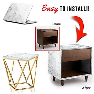 Craftopia Adhesive Craft Vinyl Roll | White Marble Vinyl, Bamboo, Wood Grain | Various Sizes & Designs (White/Gray Marble Vinyl Adhesive Pack of 5).