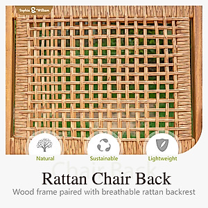 Sophia & William 9-Piece Patio Outdoor Dining Table Chair Set, Rattan Furniture Set of 8 Rattan Chairs and 1 Acacia Wood Rectangular Table for Yard, Garden, Porch and Poolside