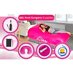 Slown BBL Bed - Inflatable BBL Mattress with Hole After Surgery for Butt Sleeping, Brazilian Butt Lift Recovery, BBL Bed with Hole with Built-in Electric Air Pump, Neck Pillow and Urination Device