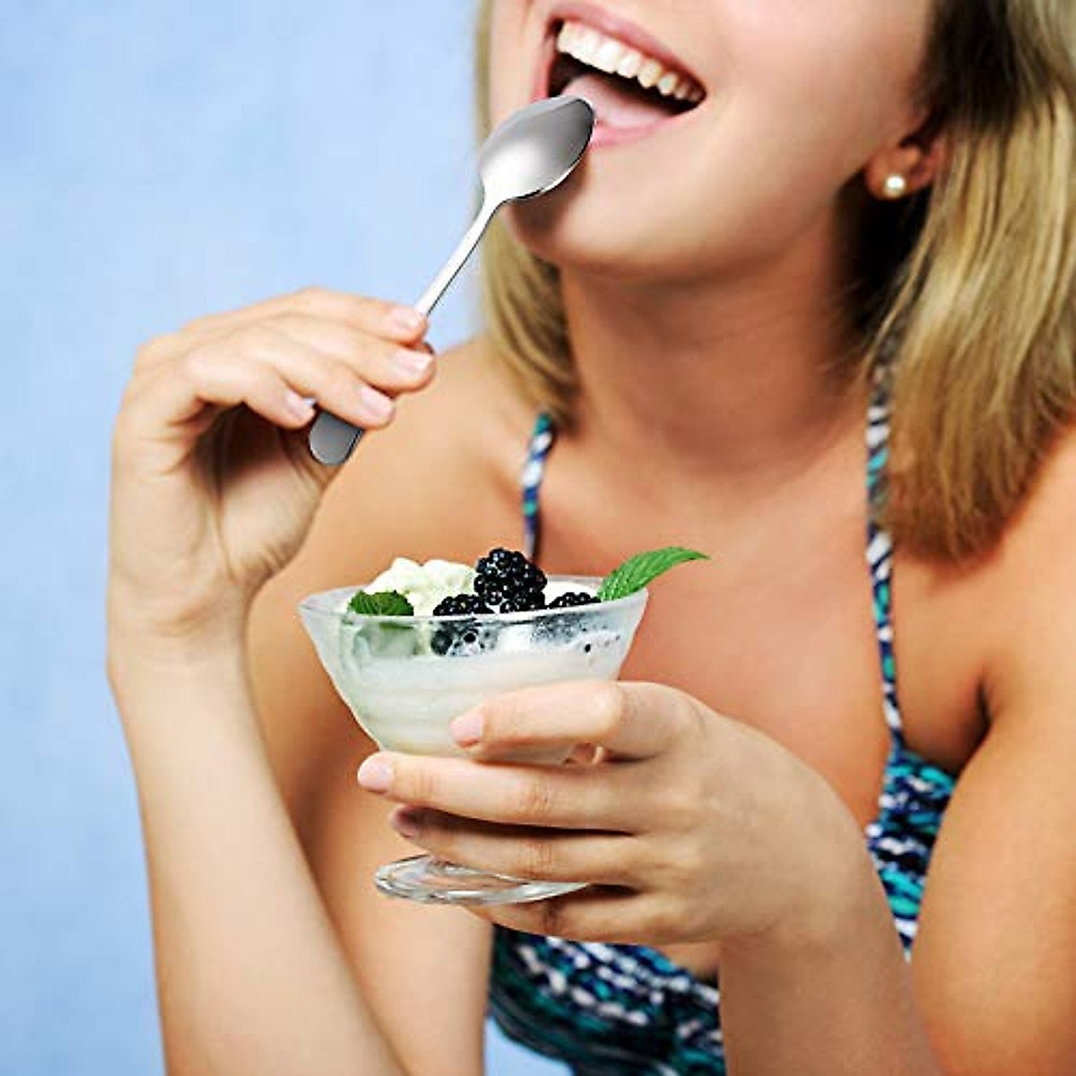 Teaspoons set of 12, 6.7 Inches Spoons Silverware Premium Food Grade Stainless Steel, Silver Briout