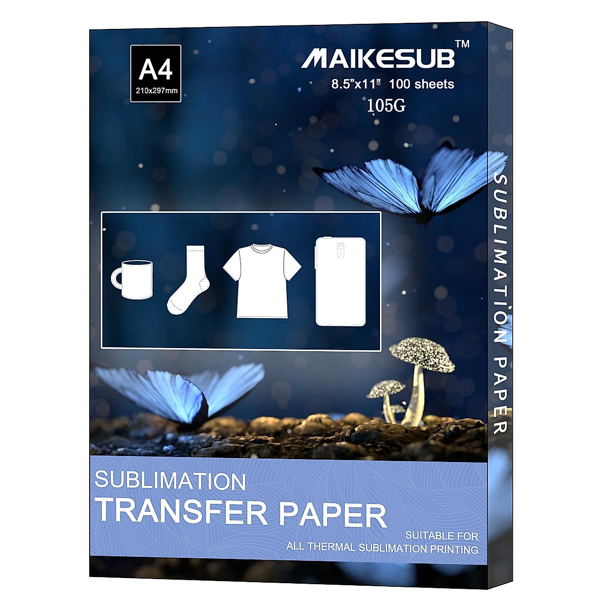 MAIKESUB Sublimation Paper 100 Sheets Heat Transfer Paper 8.5x11 inch Compatible with Inkjet Sublimation Printer 105g