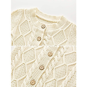 JunNeng Baby Newborn Cotton Knitted Sweater Romper Longsleeve Outfit with Warm Hat Set,Beige,3-6 Months