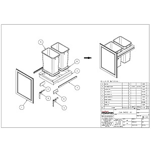 Hardware Resources Pull Out Trash Container System - Top-Mount Garbage Basket Sliders with Mounting Rings - White Birch Wood Face Frame Cabinet, Soft Close Extension - Capacity: 100lbs, 18" Double Can