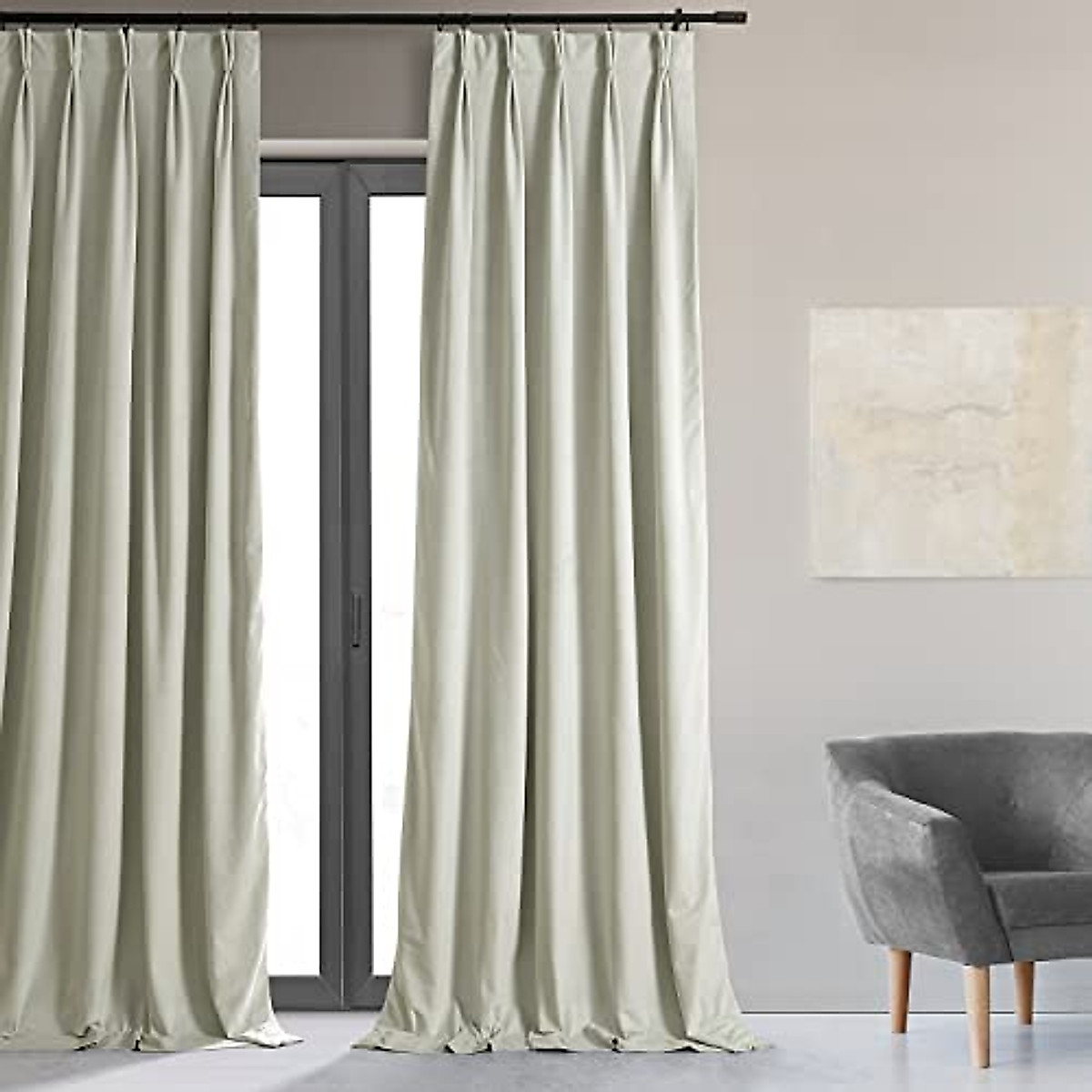 HPD Half Price Drapes Velvet Blackout Curtains For Living Room 25 X 108 Signature Pleated, VPCH-110602-108-FP, Porcelain White