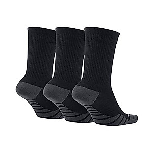 Nike Women's Everyday Max Cushion Training Crew Sock (3 Pair), Nike Socks with Cushioned Comfort & Dri-FIT Technology, Black/Anthracite/White, M