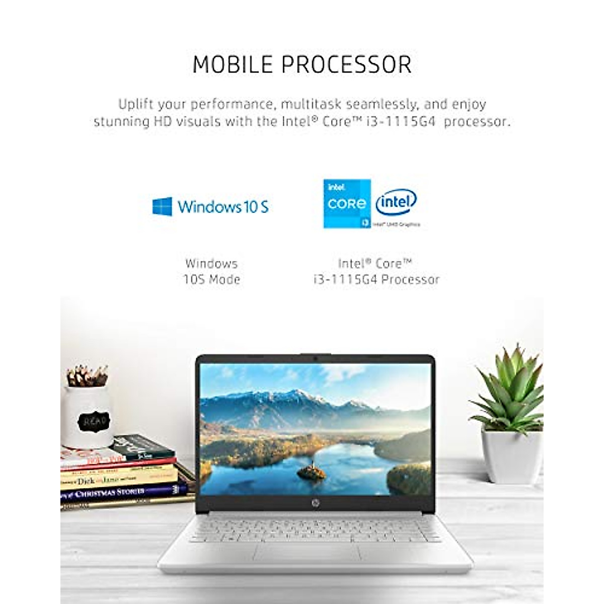 HP 14 Laptop, 11th Gen Intel Core i3-1115G4, 4 GB RAM, 128 GB SSD Storage, 14-inch Full HD Display, Windows 10 in S Mode, Long Battery Life, Fast-Charge, Thin & Light Design (14-dq2020nr, 2021)