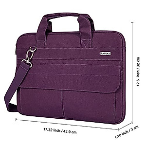 LANDICI Laptop Bag Case 17 17.3 inch for Women, Waterproof Computer Sleeve Cover Compatible with MacBook 17, 17-18 inch HP Acer Dell Lenovo ASUS Laptop, Slim Briefcase with Shoulder Strap, Purple