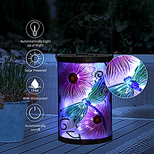 Afirst Solar Lantern Outdoor Hanging Glass Solar Dragonfly Lights Waterproof LED Solar Lamp for Garden Yard Tree Desk Decor
