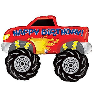 Betallic 40" Happy Birthday Monster Truck 4 x 4 Big Wheel Racing Party Mylar Foil Helium Balloon