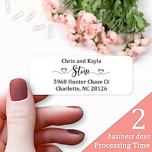 Personalized Return Address Labels Wedding - Set of 240 Elegant Custom Mailing Labels for Envelopes, Self Adhesive Flat Sheet Rectangle Personalized Name Stickers for Wedding Invitations (Heart 2)