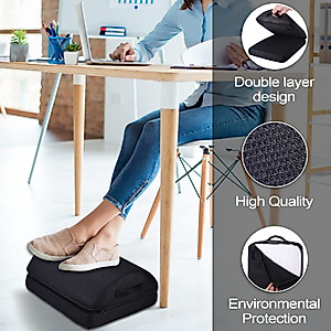 Lamtetur Footrest for Under Desk at Work with 1 Optional Covers for Replacing– Adjustable Memory Foam Foot Rest for Office Chair & Gaming Chair – Ergonomic Design for Back & Hip Pain Relief (Black)