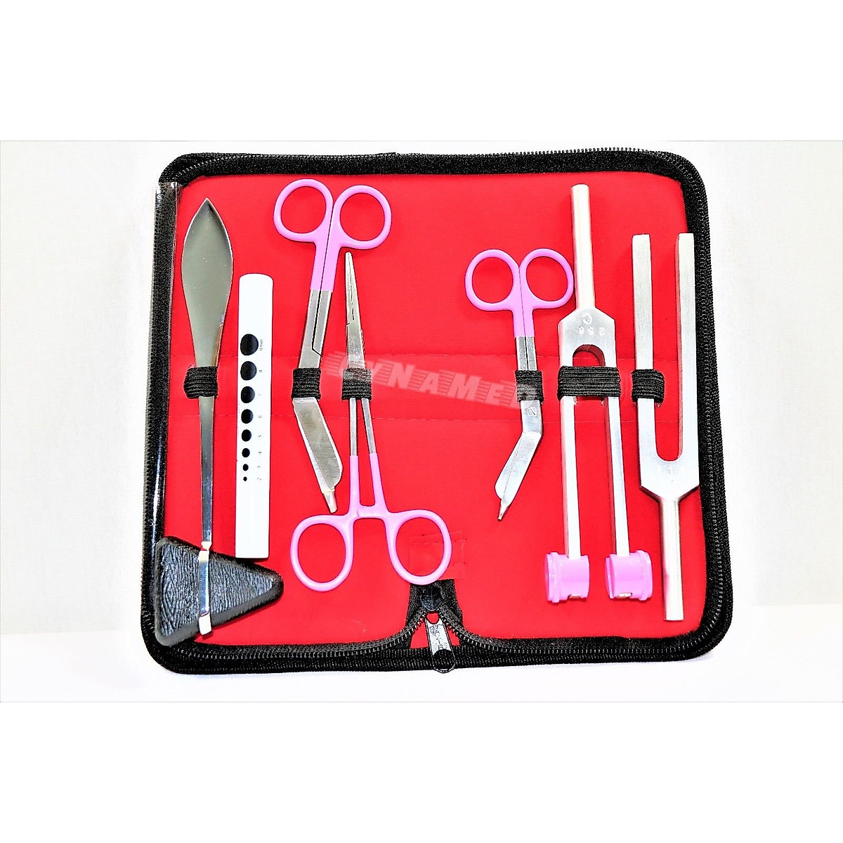 New Premium Set of 7 pcs Reflex Percussion Taylor Hammer Penlight Tuning Fork C 256 C 512 Bandage Scissors 5.5 and 4.5 Inches Hemostat Forceps 5.5 Inches CYNAMED