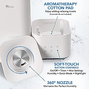 Senville 5L Top-Fill Humidifier for Home, Large Capacity Cool Mist Humidifier, Ultrasonic, with Essential Oil Diffuser for Aromatherapy White