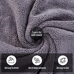 MOONQUEEN 2 Pack Premium Bath Towel Set - Quick Drying - Microfiber Coral Velvet Highly Absorbent Towels - Multipurpose Use as Bath Fitness, Bathroom, Shower, Sports, Yoga Towel (Grey)