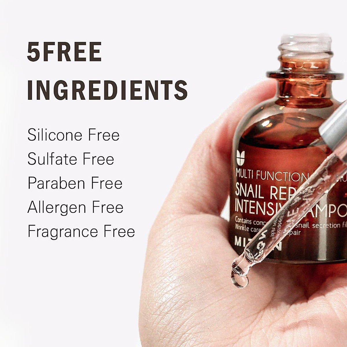 MIZON Snail Repair Intensive Ampoule Snail Mucin with Hyaluronic Acid Vitamin E Adenosine Elasticity Booster Skin Nutrition (30ml 1.01 fl oz)