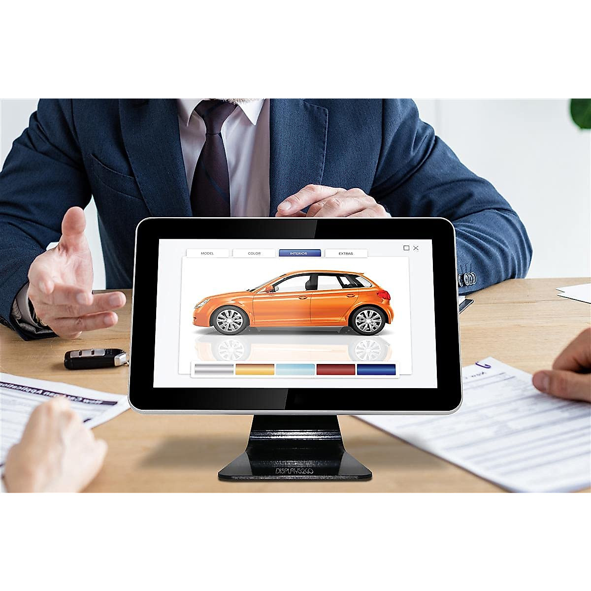 Displays2go Interactive Touch Tabletop Signage, Android 7.1 OS – Black (DGCTDSTCH15BK)