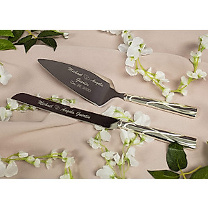 Lenox Bridal Adorn Silver Personalized Wedding Cake Knife and Server Set, Custom Engraved Wedding Cake Cutting Set, Accessories and Gifts for Bride and Groom