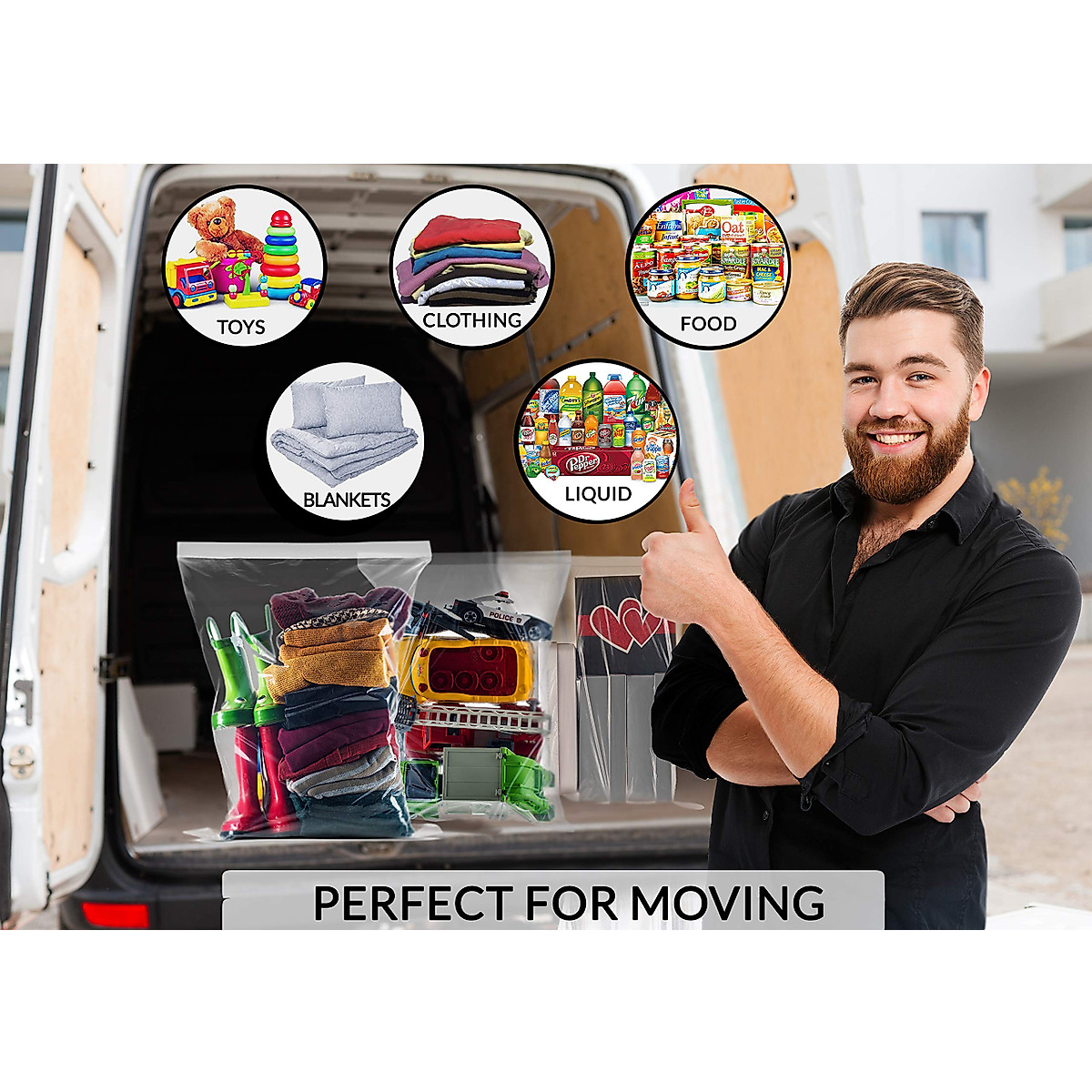 [ 50 BAGS ] Jumbo Size 5 Gallon Storage Bags, Extra Large Clear Freezer or Food Storage Bags, Great for Travel, Moving, Seasonal, Picnic & Home Organization, Size 18"x 20", 2 Mill Thick & Durable