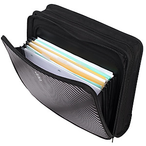 Five Star Zipper Binder, 2 Inch 3-Ring Binder, 6-Pocket Expanding File, 380 Sheet Capacity, Black (72536)