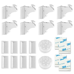 Safe Essentials-8 Pack-Magnetic Cabinet Locks Baby Safety, Invisible, No-Tools Required Assembly, Comes with Extra 3M Adhesive Strips
