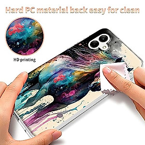 BWEGRHE for Samsung Galaxy A04 4G Clear Case with Art Horse Pattern Designed, Transparent Dual Layer Soft TPU Bumper + Hard PC Shockproof Protective Phone Case for Galaxy A04 4G