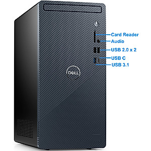 Dell Inspiron 3910 Mini-Tower Desktop Computer, Intel Core i7-12700, 64GB RAM, 2TB SSD NVMe + 1TB HDD, AX Wi-Fi, Bluetooth, SD Card Reader, HDMI, VGA - Windows 11 Pro (RENEWED)