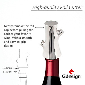 Gdesign Wine Foil Cutter, Stainless Steel Seal Cutter Tool, Foil Remover for Wine Bottles, iF Design Award 2020 Winner, Gift for Wine Lovers