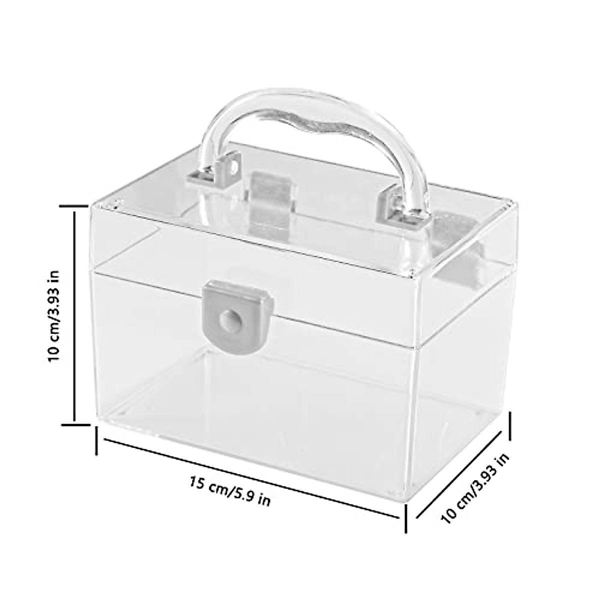 KIRIYUUKI Plastic Square Storage Bin-Cabinet,Plastic Box Gift Box Portable Vanity Organizer with Secure Lid and Handle (1 Clear Box)