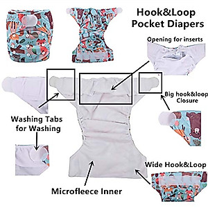 Baby Pocket Cloth Diaper Nappy Hook and Loop (Bears Teepee)