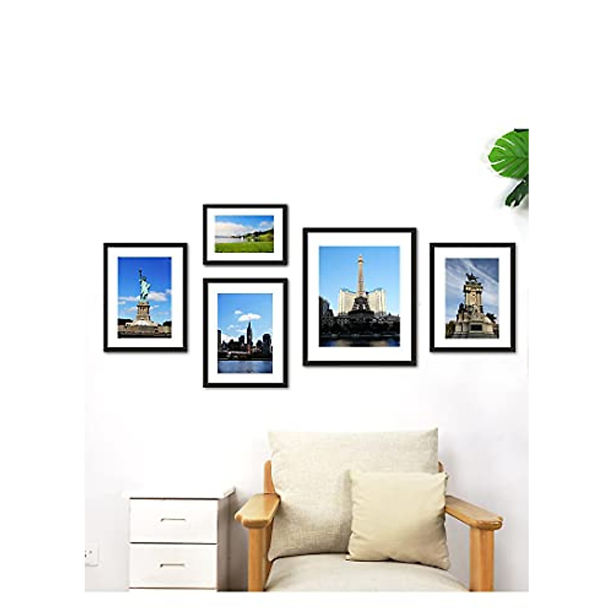 PEALSN 8x10 Picture Frame Set of 6, Display Picture 5x7 with Mat or 8x10 Without Mat, Black Woodgrain