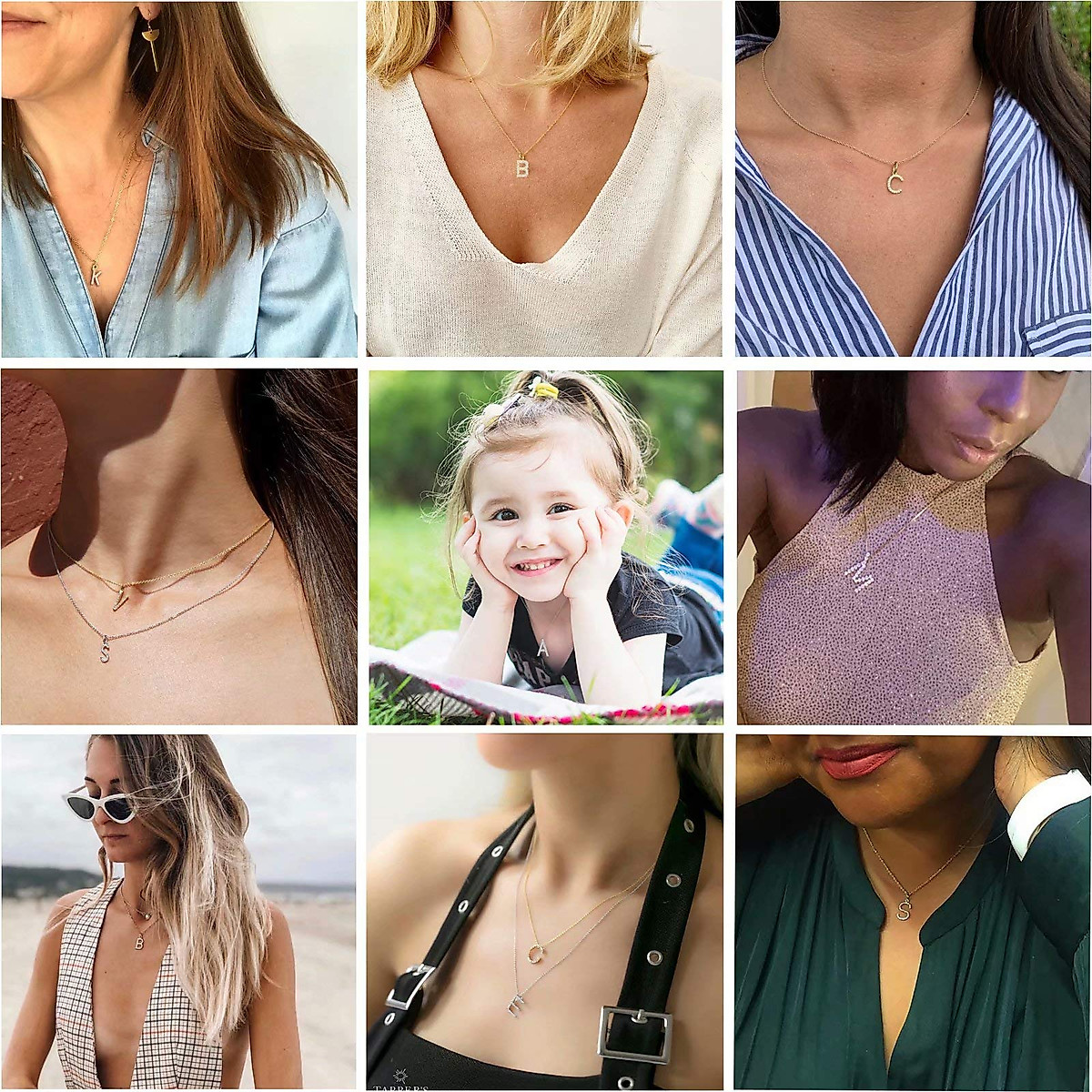 Tarsus C Initial Letter Stainless Steel Silver Alphabet Pendant Necklace Monogram charm cubic zirconia Jewelry Gifts for Women Teen