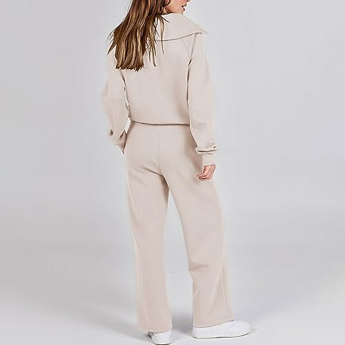 My Recent Orders Placed By Me Sweatshirt and Sweatpants Set Women Women Fashion 2023 Lounge Sets Oversized Sweatshirt Wide Leg Sweatpant Comfort 2 Piece Outfits Sweatsuit Loose Tracksuit H02 Beige