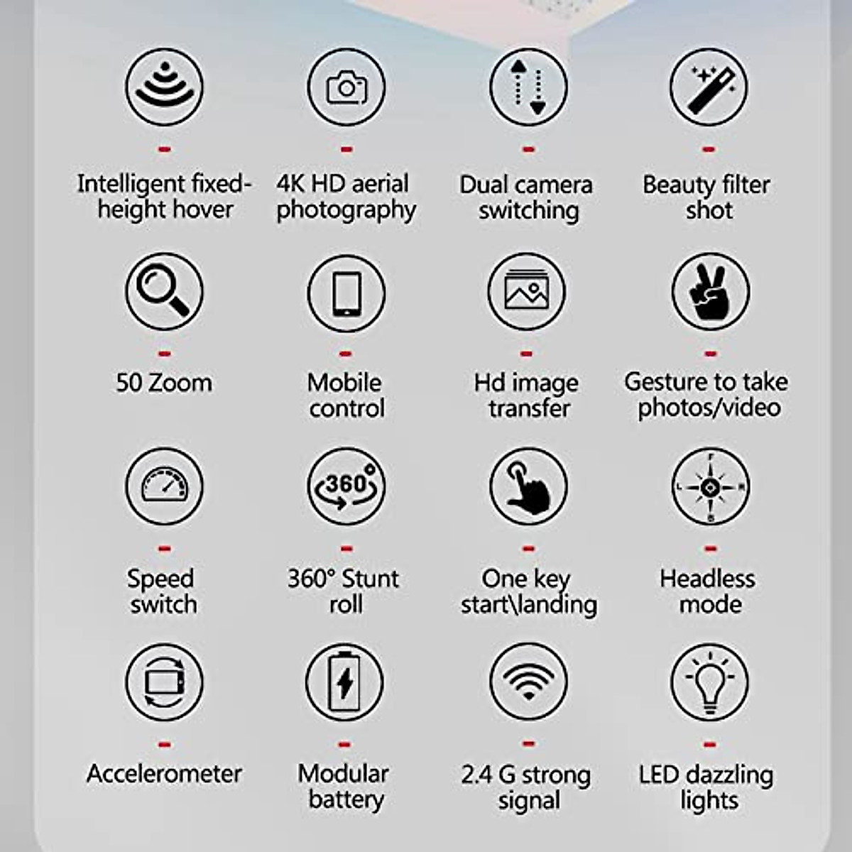 Multi-Function Mini Drone with Dual 4K HD FPV Camera Remote Control Toys Gifts for Boys Girls with Altitude Hold Headless Mode 1-Key Start Speed Adjustment