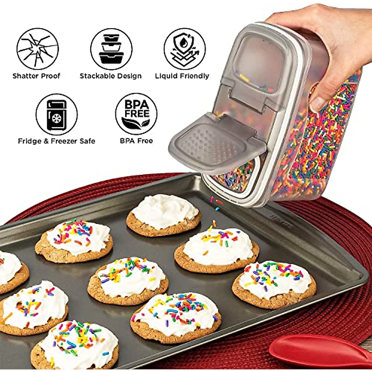 LARGE SET 28 pc Airtight Food Storage Containers with Lids (14 Container Set) Airtight Plastic Dry Food Space Saver Boxes, One Lid Fits All - Stackable Freezer Refrigerator kitchen Storage Containers