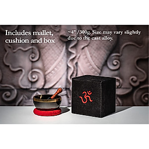 Meinl Sonic Energy Ornamental OM Singing Bowl with Resonant Mallet, Cushion and Gift Box — Made in India — for Meditation, Yoga and Sound Healing Therapy, 4.33", 2-Year Warranty (SB-OM-300)