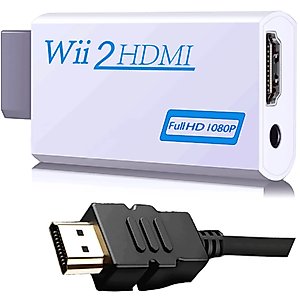 Generic OGOEEN Wii to HDMI Converter 1080P for Full HD Device, Wii2 HDMI Adapter with 5ft High Speed HDMI Cable, with 3.5mm Audio JackandHDMI Output, Supports All Wii Display Modes 720P White Cable