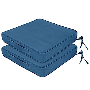 RULAER Chair Cushions 24x24x3inch Outdoor Double Piping Waterproof Patio Seat Cushion Washable with Carrying Handle Outdoor Furniture Chair Pad