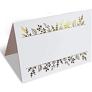100 Pack Large Name Cards for Table Setting - Tent Place Cards with Gold Foil Design for Wedding, Banquets, Events, Reserved Seating, 2.5"x3.75"